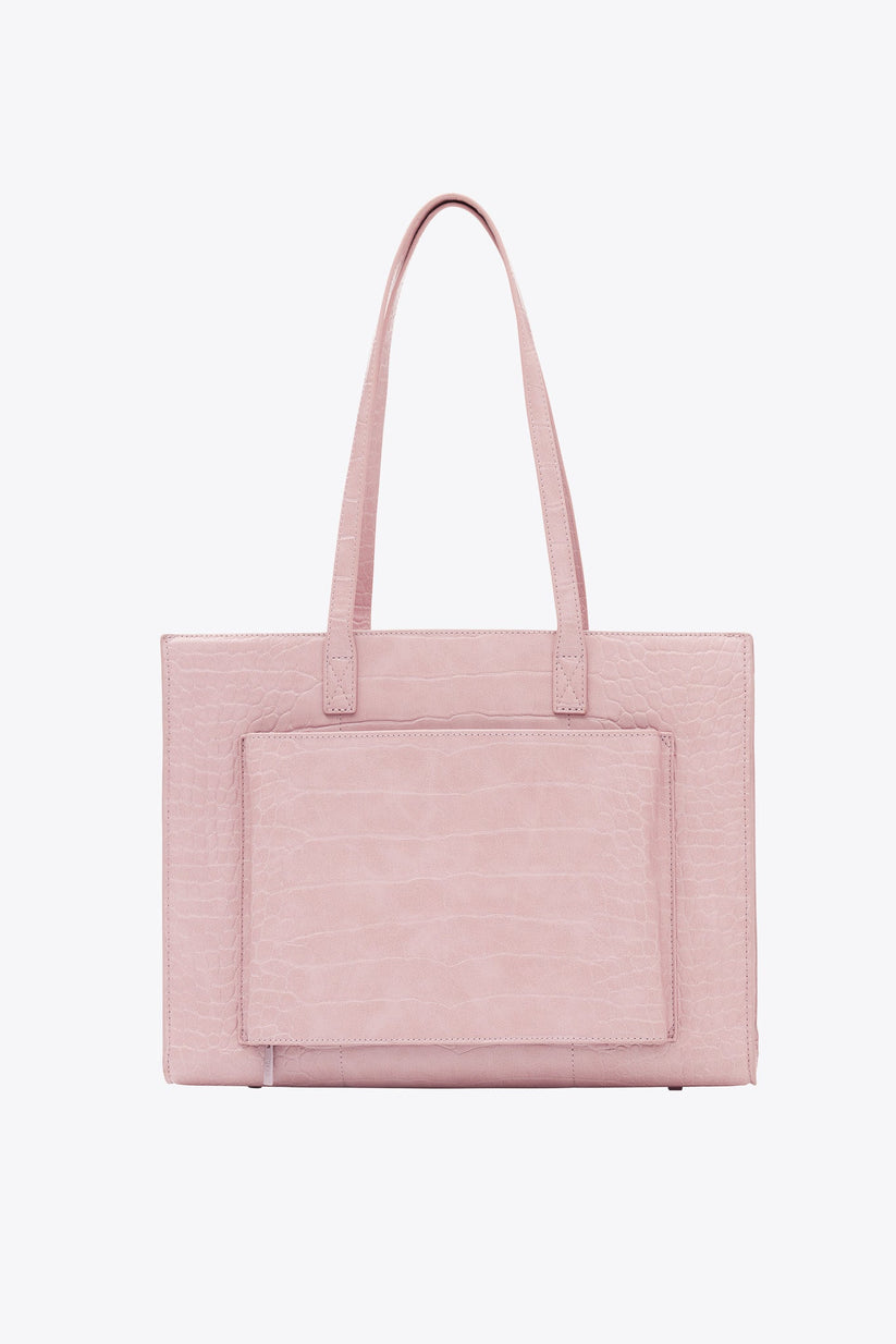 BÉIS 'The Work Tote' in Atlas Pink Croc - Pink Laptop Tote Bag & Office ...