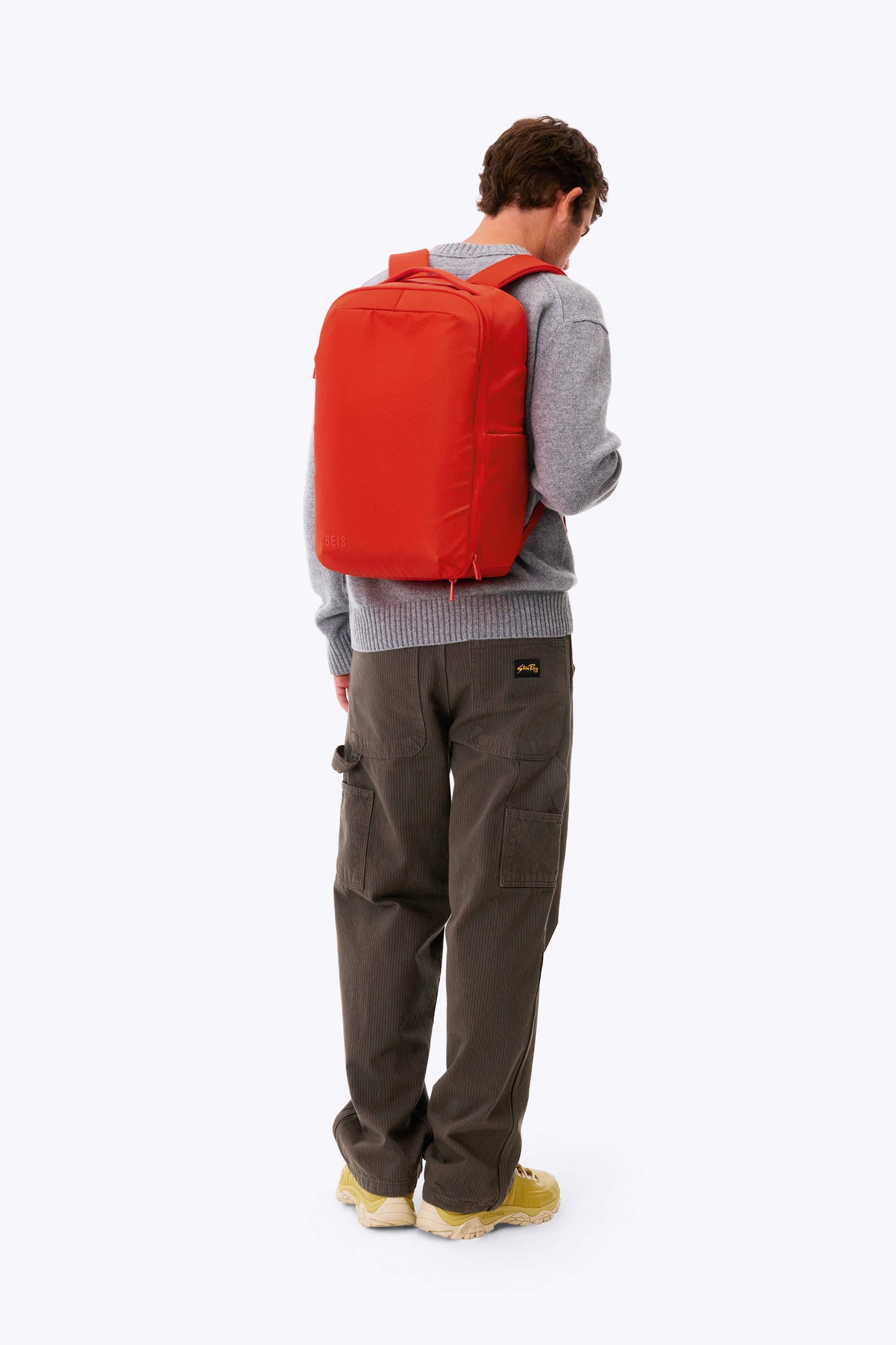 BÉIS 'The Pro Travel Backpack' in Flame - Best Flame Red Travel Backpack