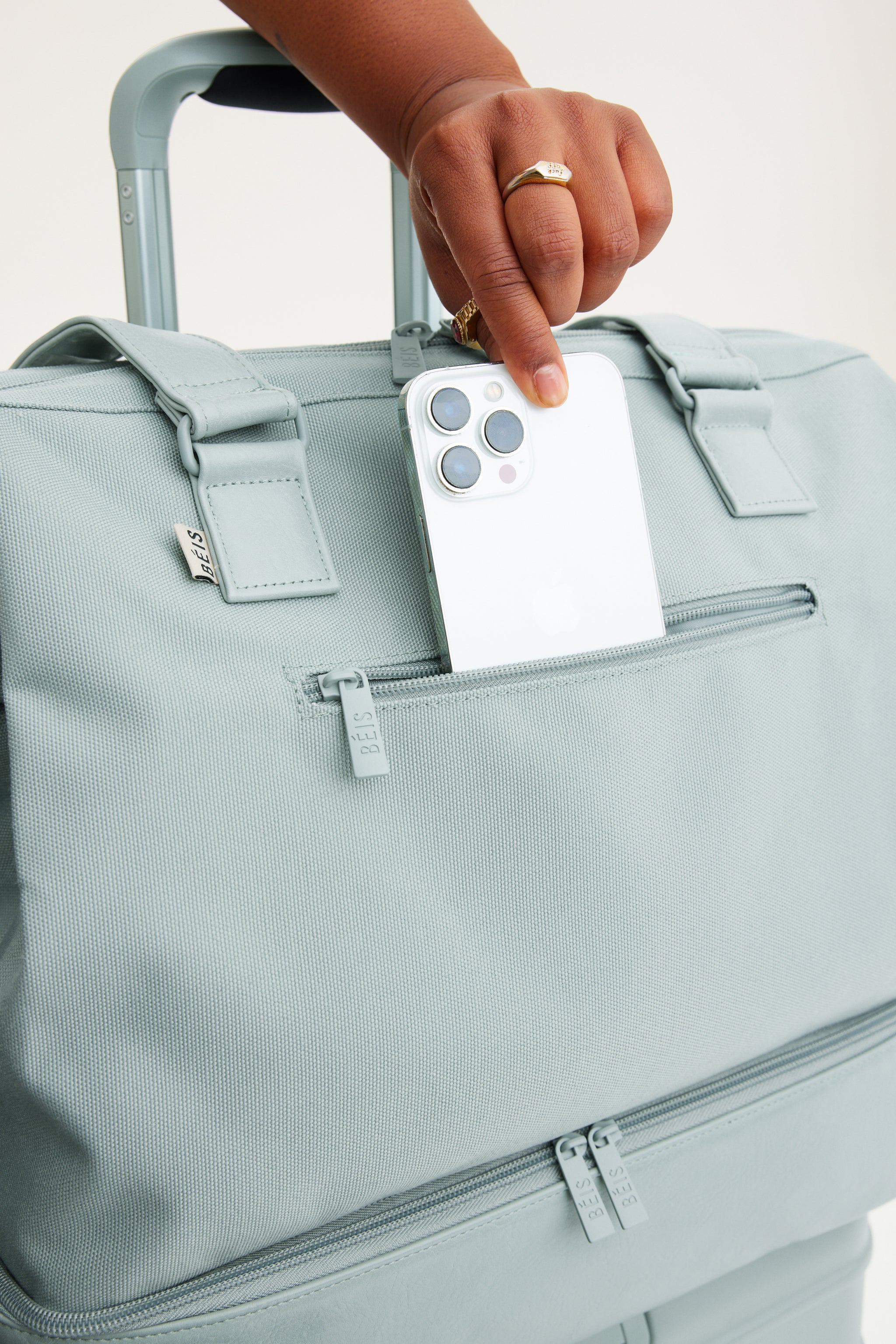 BÉIS 'The Mini Weekender' In Slate - Mini Weekend Bag & Small Overnight ...