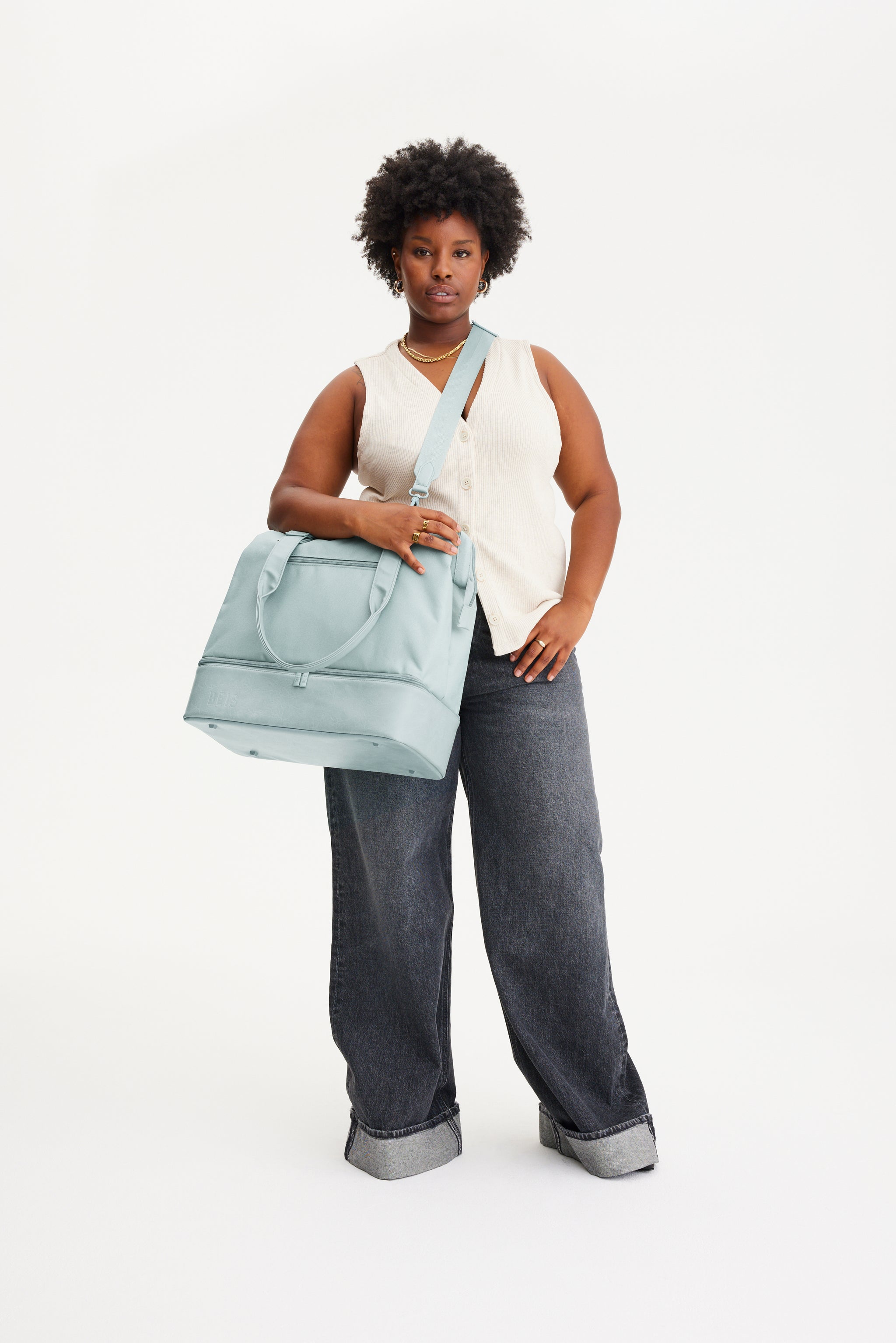 BÉIS 'The Mini Weekender' In Slate - Mini Weekend Bag & Small Overnight ...