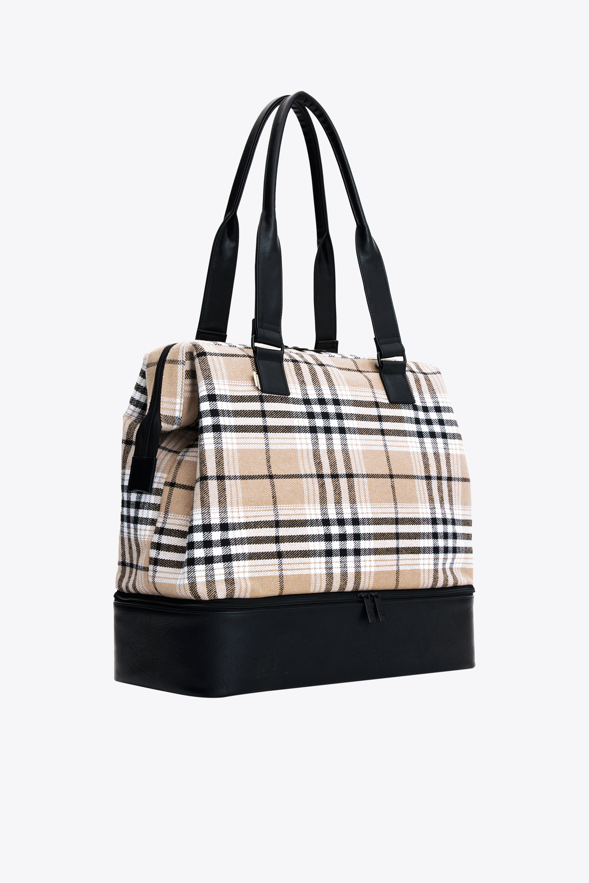 Béis 'The Mini Weekender' in Plaid - Small Plaid Duffle Bag & Overnight Bag