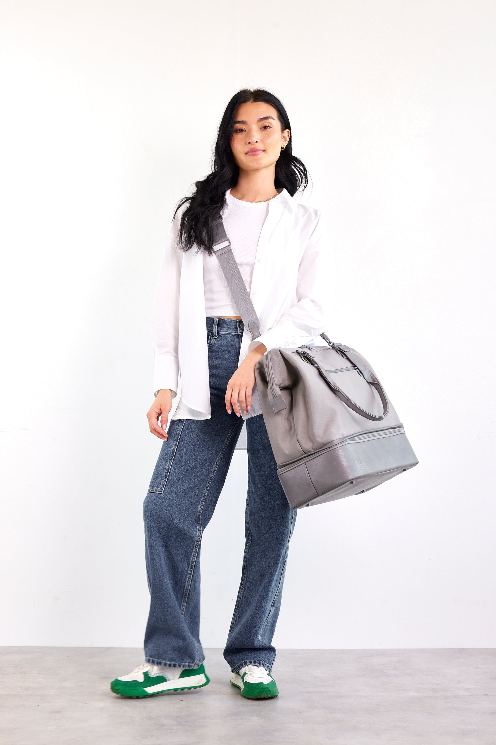 BÉIS 'The Convertible Mini Weekender' In Grey - Small Grey Weekender ...