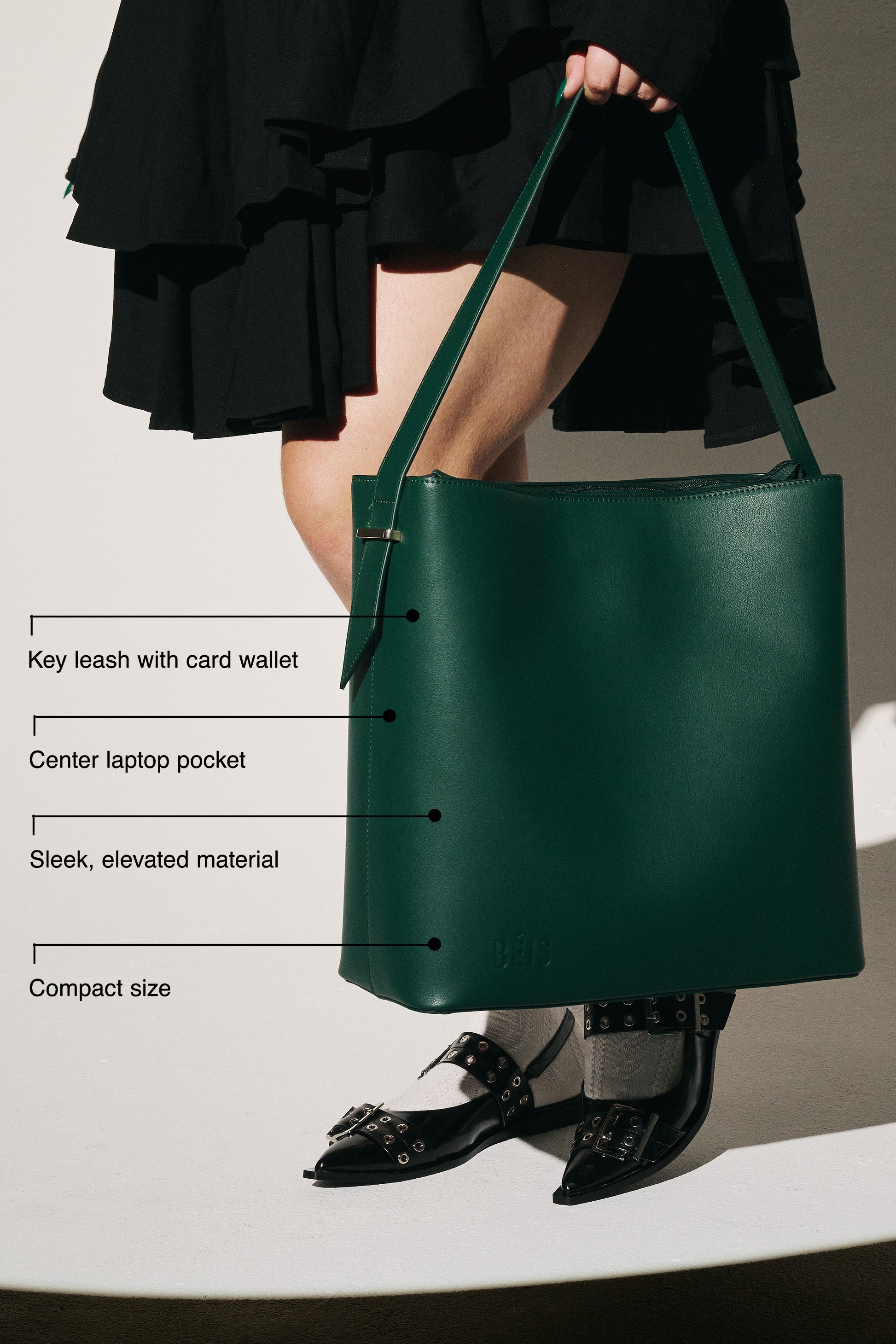 BÉIS 'The Wicked Tote' in Wicked Green - Sleek Green Tote Bag for Work ...