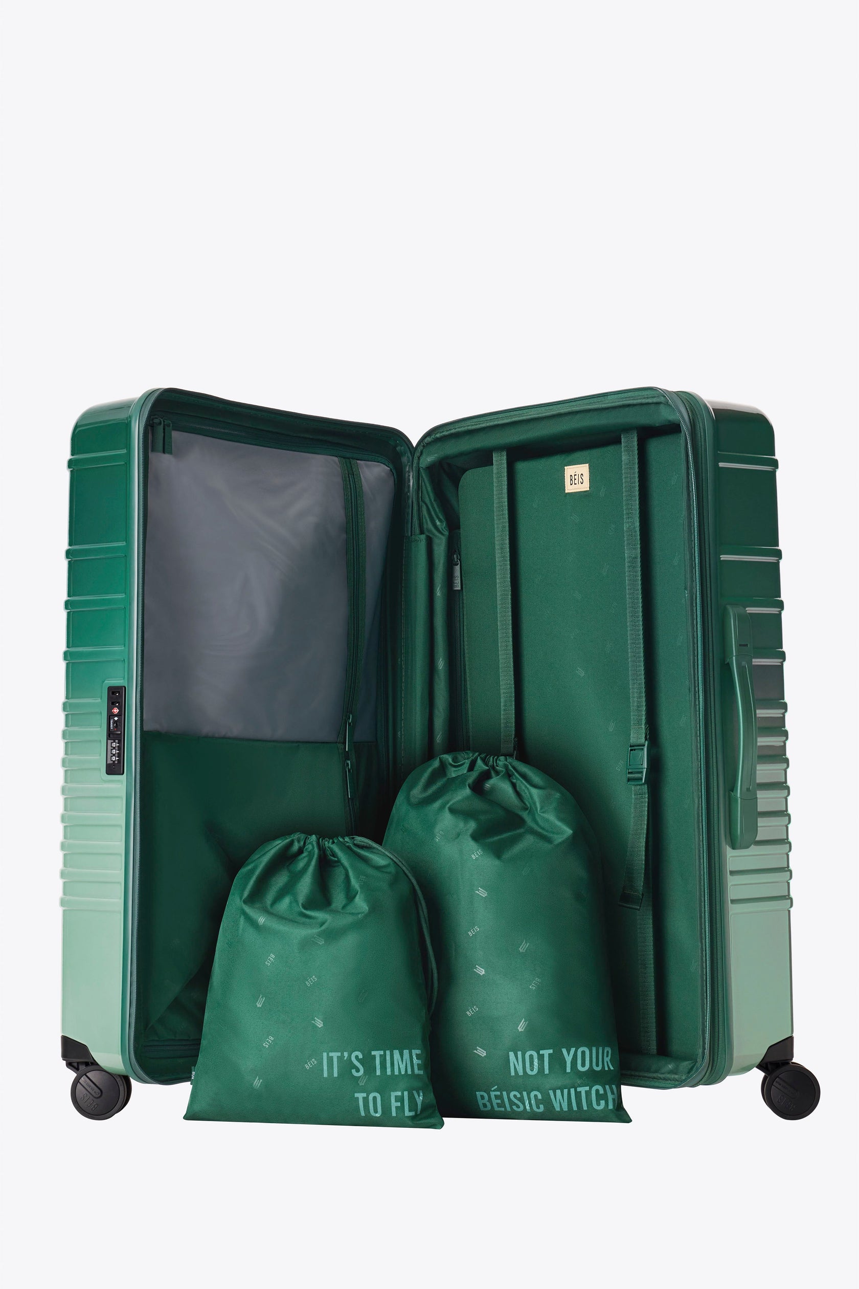 BÉIS 'The Large Check-In Roller' in Wicked Green - Iridescent Ombre ...